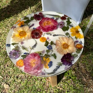Flower Side Table, Unique Floral Artwork End Table, Gift for Her ...