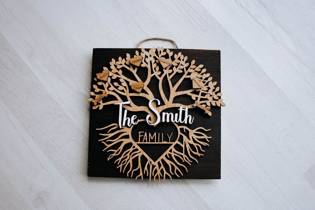 Personalized Family Tree, Family Tree of Life Wood Wall Decor Hanging ...