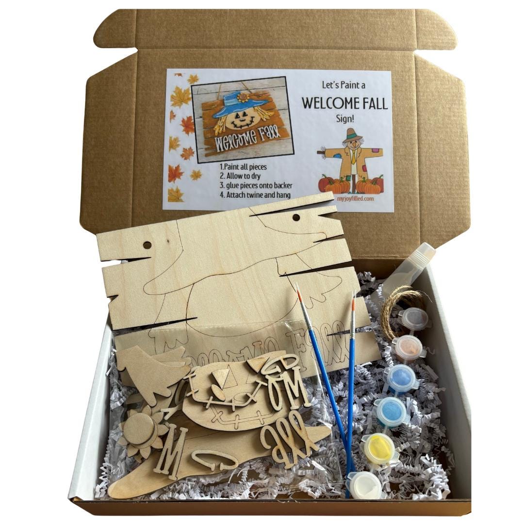 DIY Fall Scarecrow Paint Kit, Thanksgiving Family Activity, Kids Craft ...