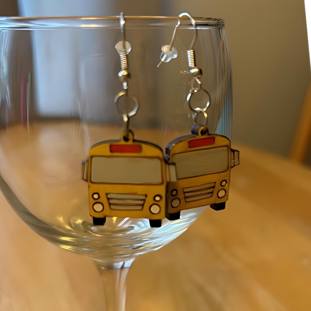 Hand-painted School Bus Dangle Earrings, Teacher Gift - Etsy