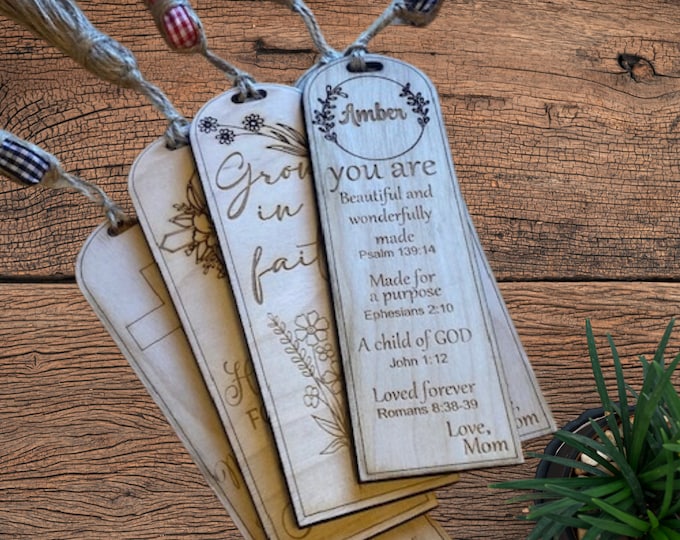 Engraved Wooden Bookmarks, Scriptures, Set of 4, Bookmarks, Engraved ...