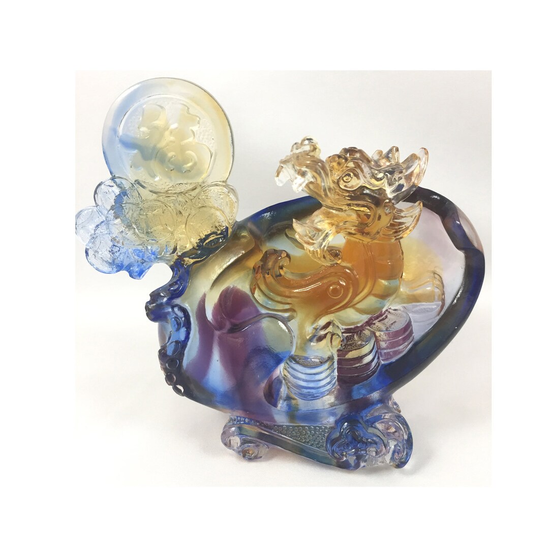Dragon Blessing - Liuli Crystal Glass Feng Shui Ornament Office Home ...