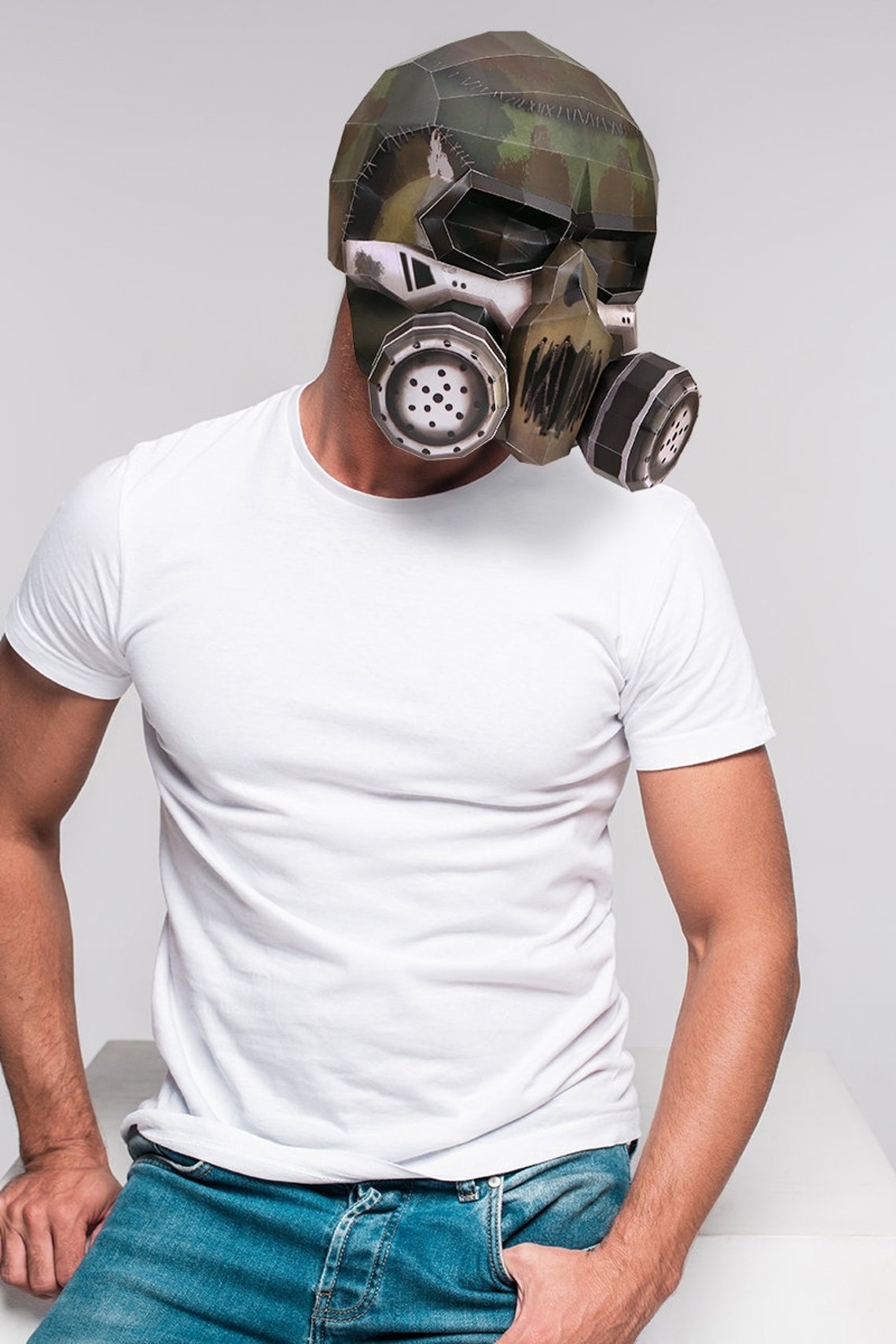 Military Gas Papercraft Mask, Gas Mask Template, DIY Paper Mask,low ...