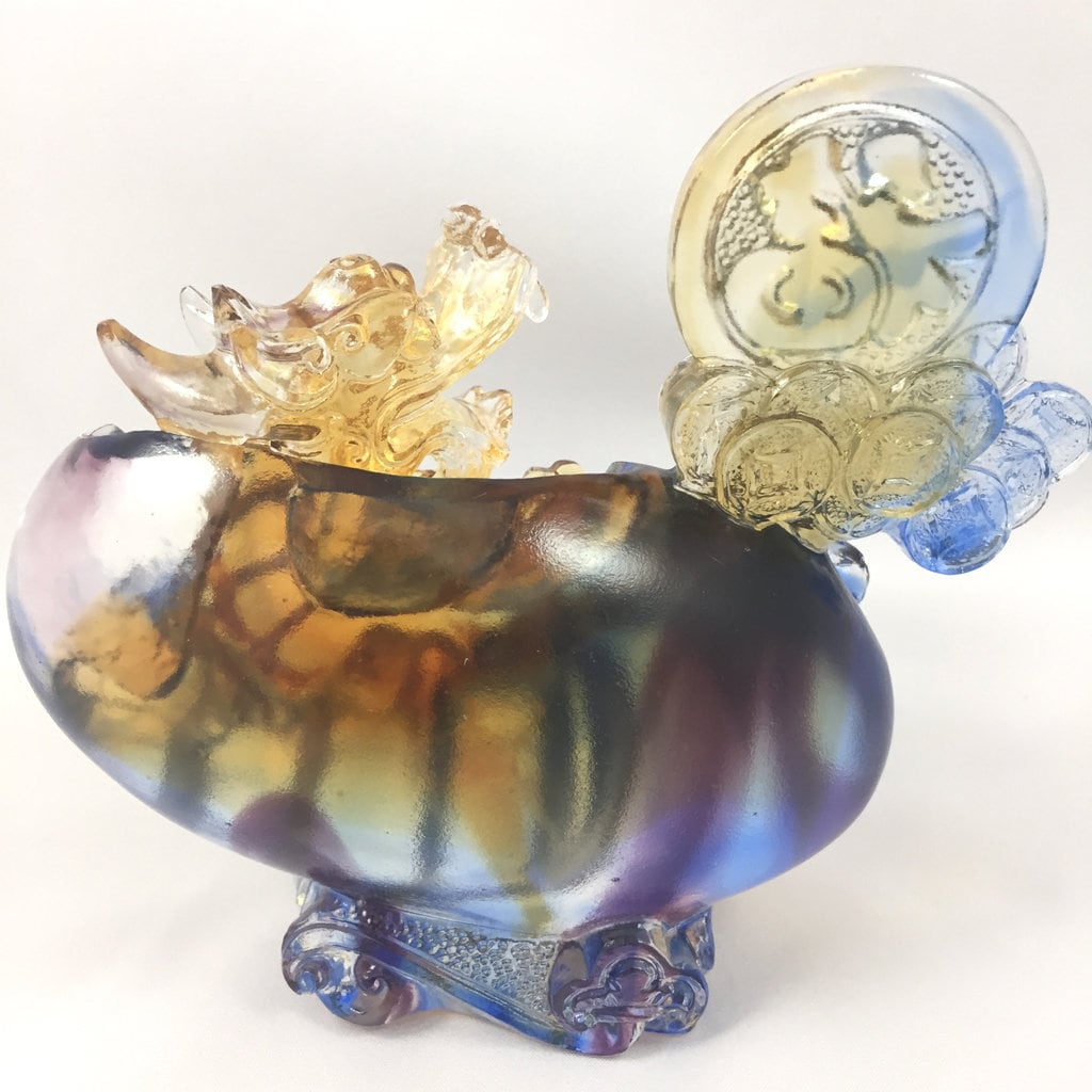 Dragon Blessing Liuli Crystal Glass Feng Shui Ornament Office Home ...