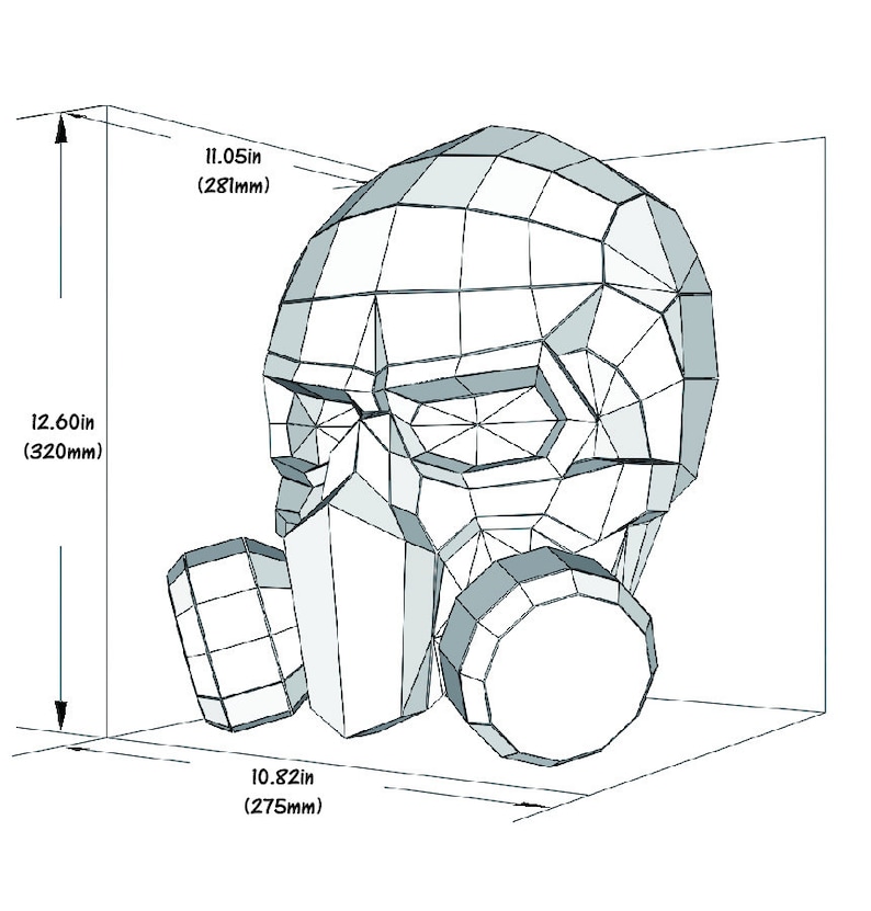 Military Gas Papercraft Mask, Gas Mask Template, DIY Paper Mask,low ...