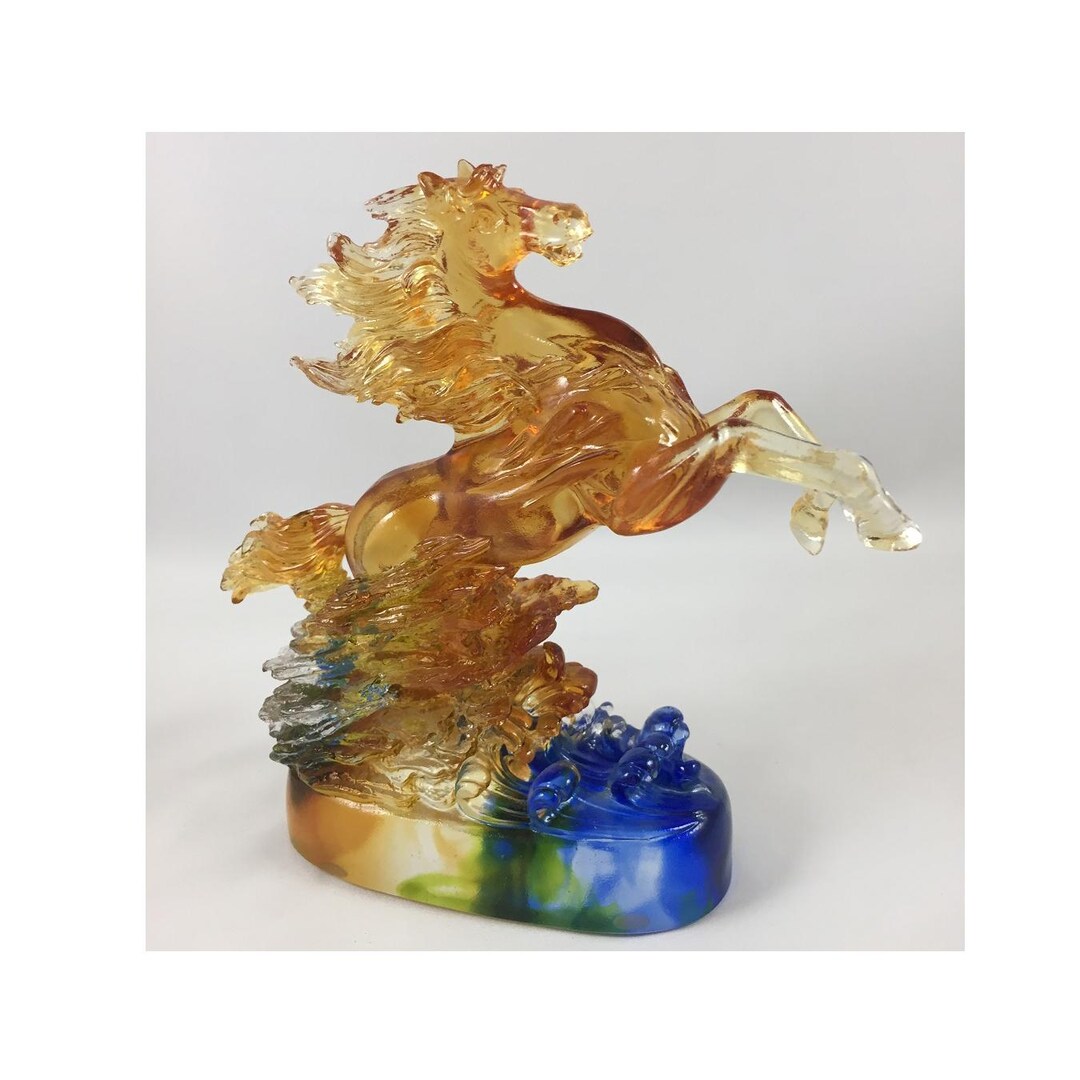 Soaring Aspirations Horse - Liuli Crystal Glass Fengshui Ornament ...