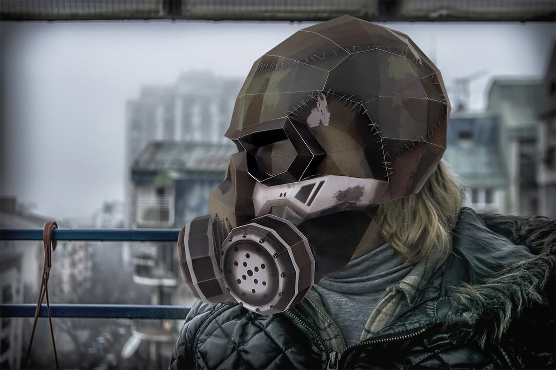 Military Gas Papercraft Mask, Gas Mask Template, DIY Paper Mask,low ...