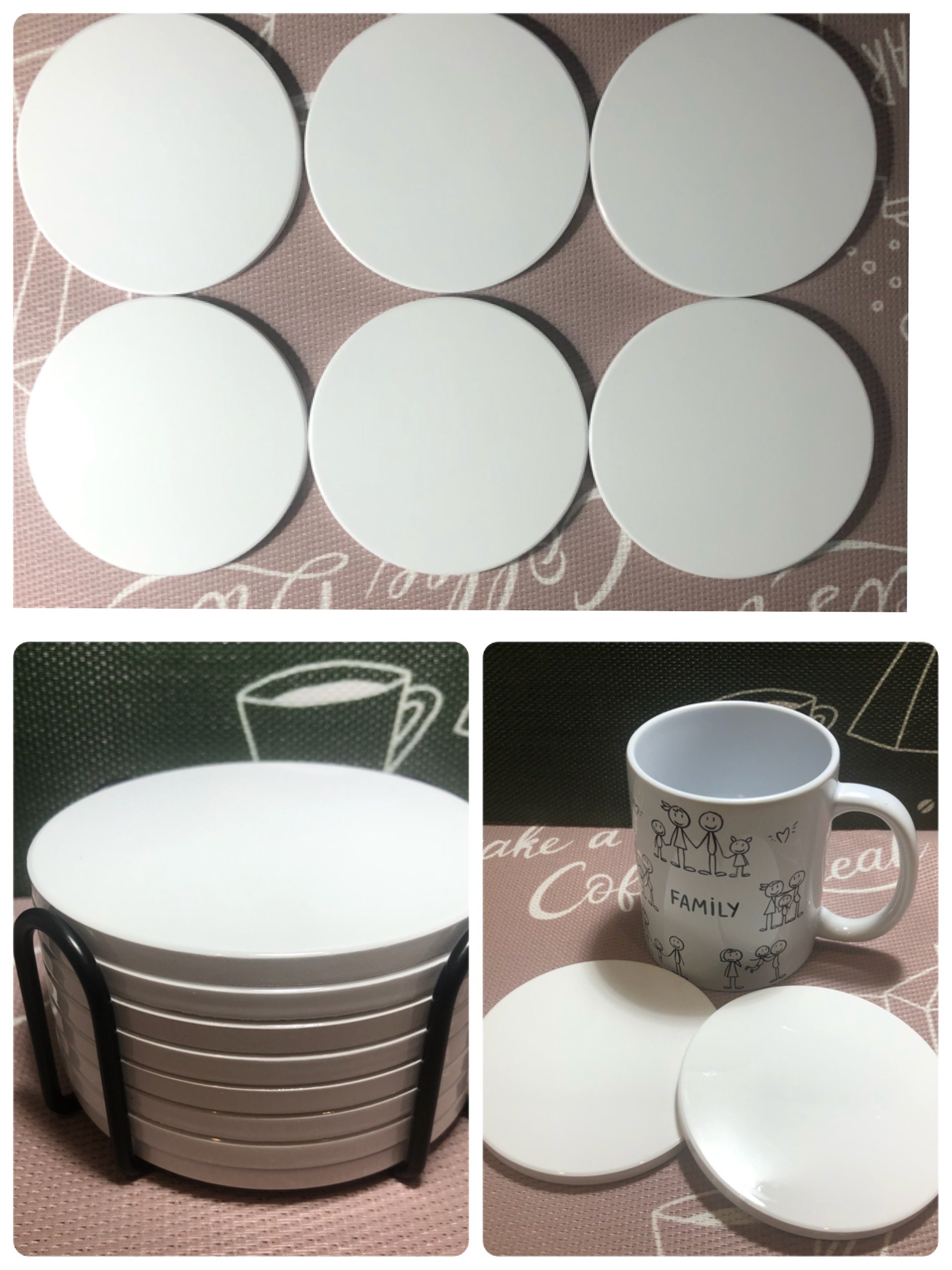 DIY Your Own Coaster Super White Ceramic Round Mug Mats & Pads Using ...