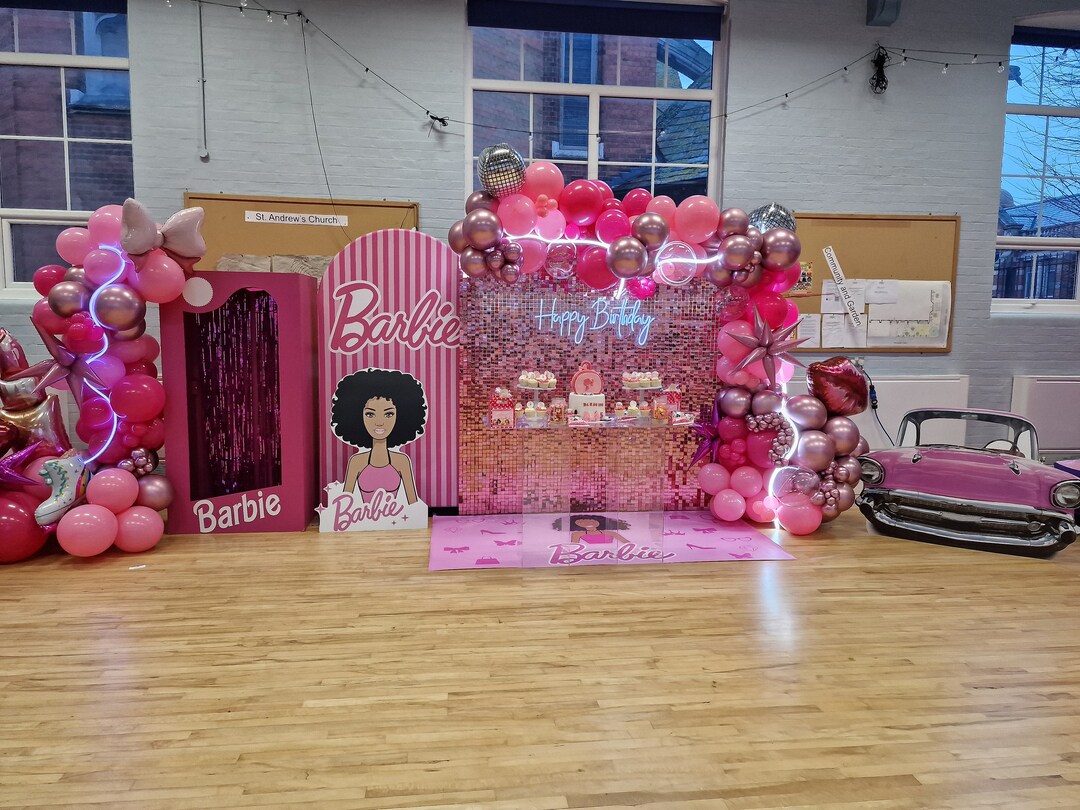 Personalized Pink Barbie Party Backdrop: Sparkly Princess Theme - Etsy