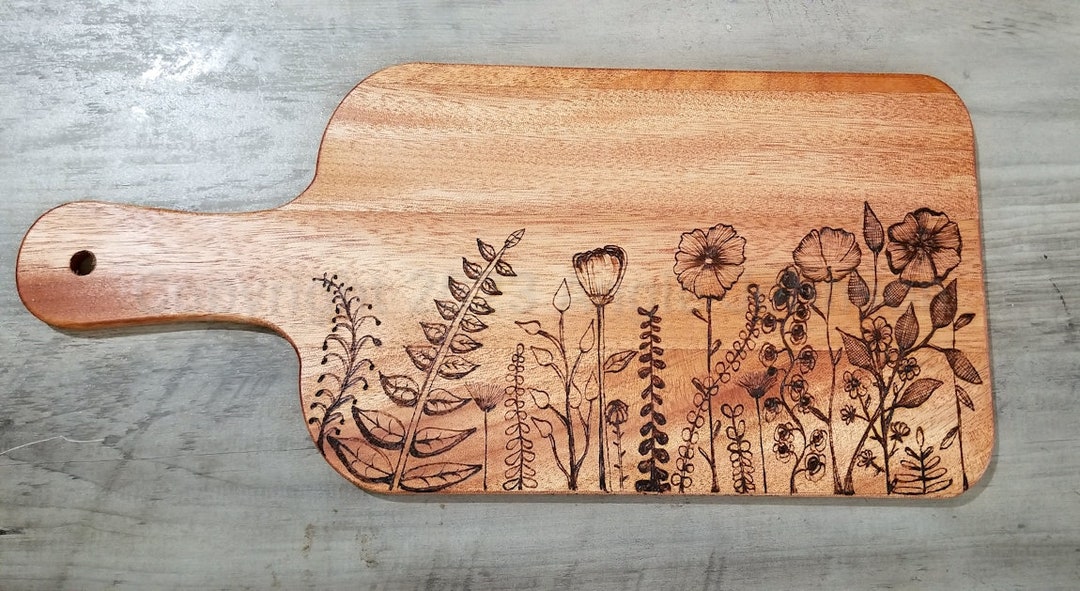 Charcuterie Board Walnut With Freehand Pyrography HARD WOOD - Etsy