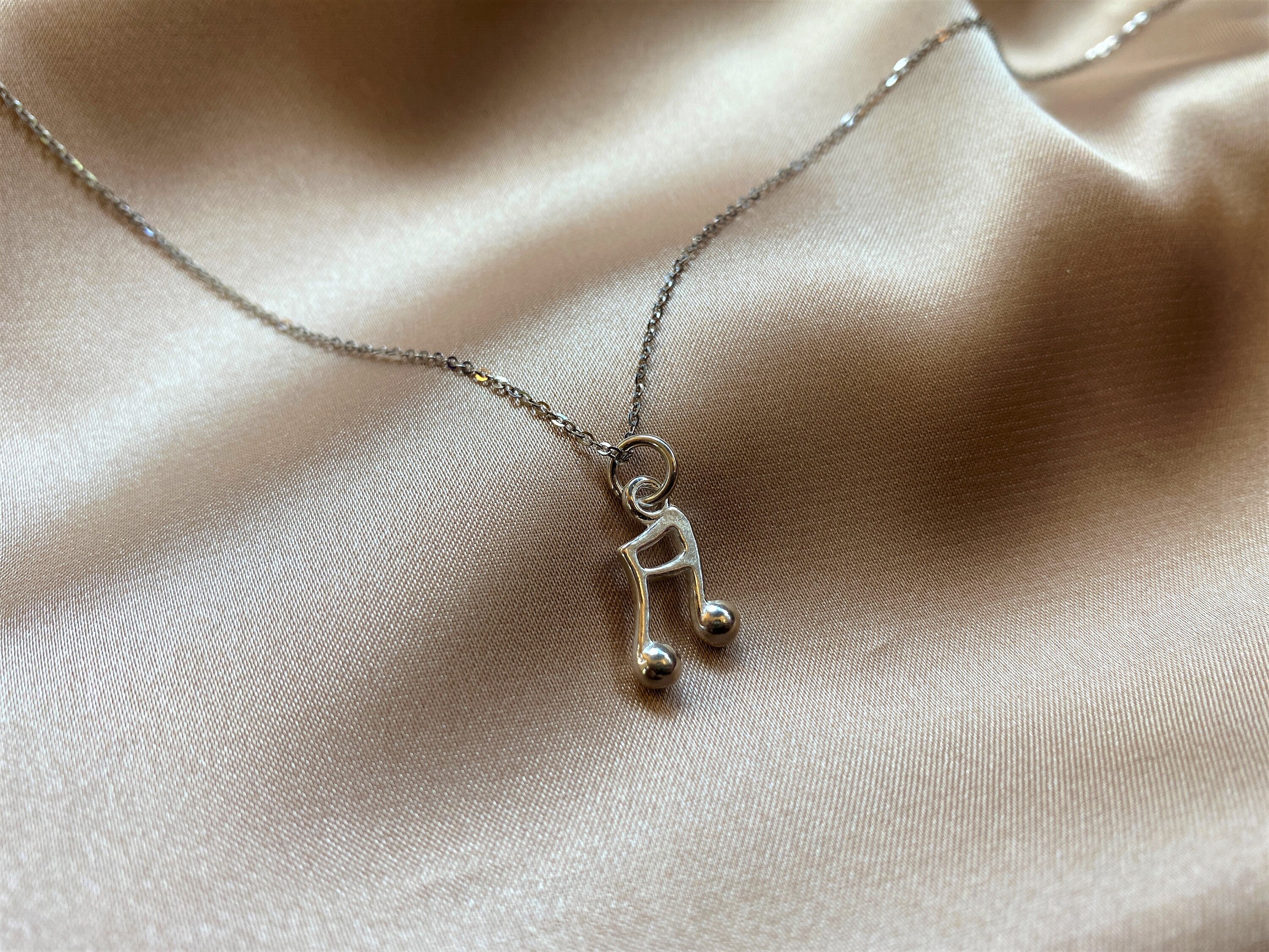 925 Sterling Silver Music Notes Necklace - Etsy