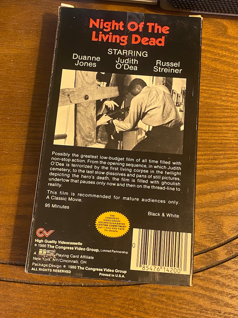 SALE Night of the Living Dead - VHS Issued in 1986 by the Congress ...