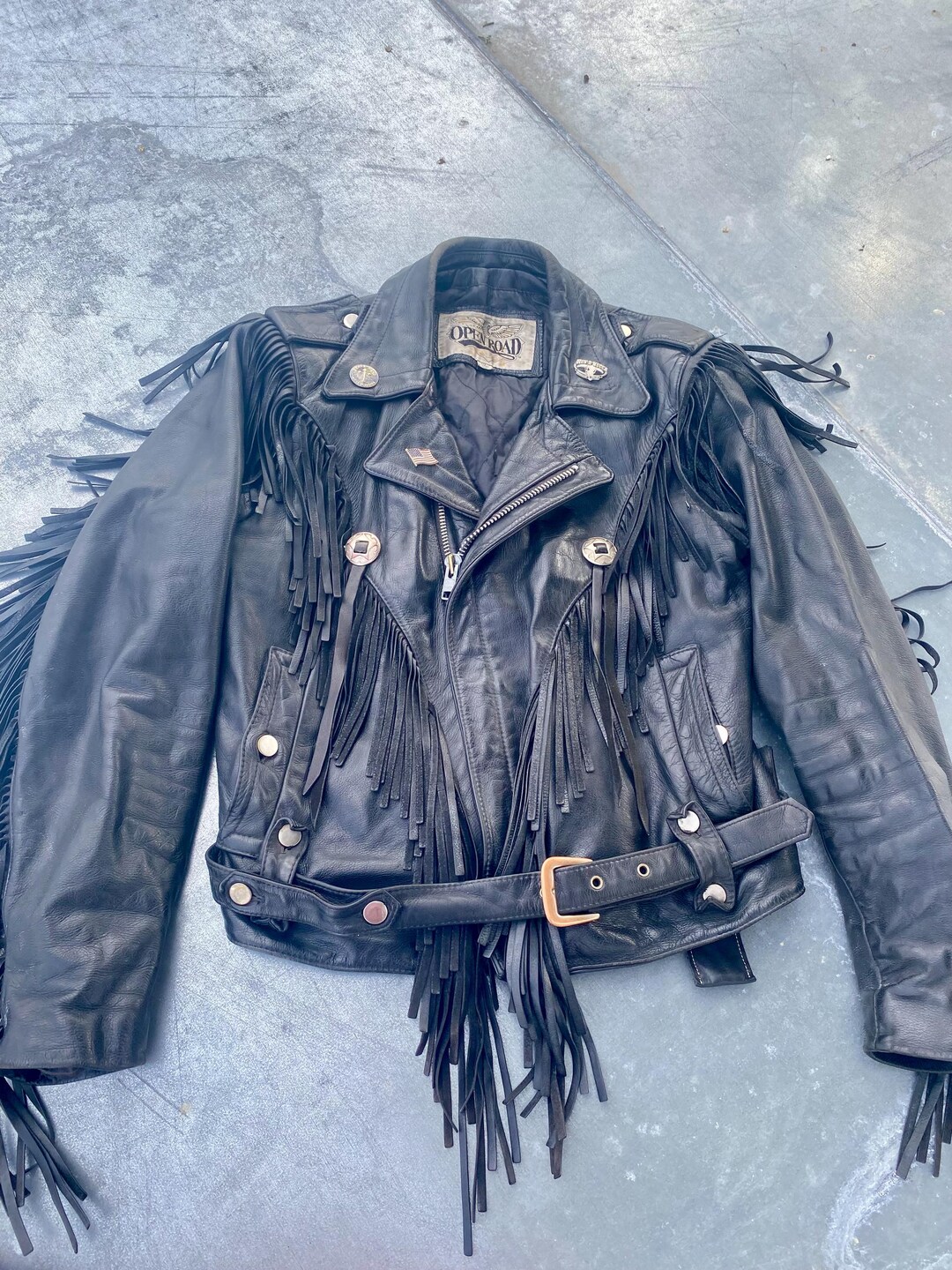 SALE 1990's Fringe Motorcycle Jacket - Open Road - Size 38 - Original ...