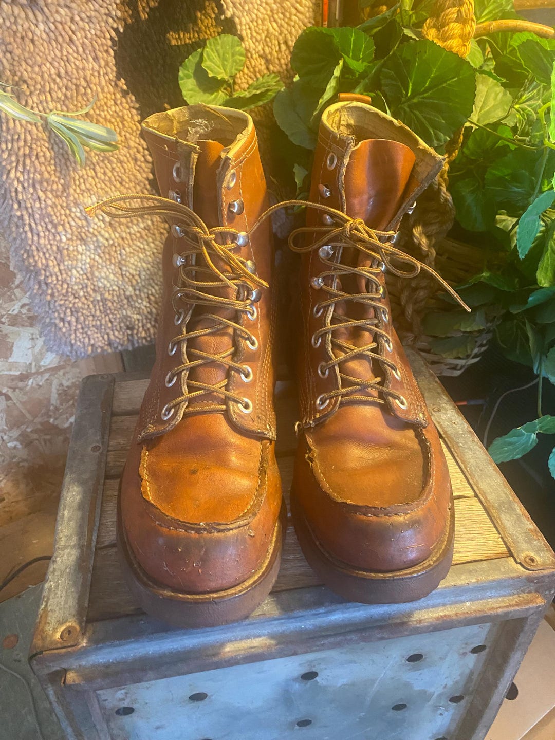 Vintage Mighty Atlas Work Boots - Distressed to Perfection - Length of ...