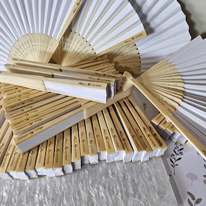 Personalised Wedding Fans, Bridal Party Favors, Custom Engraved Paper ...
