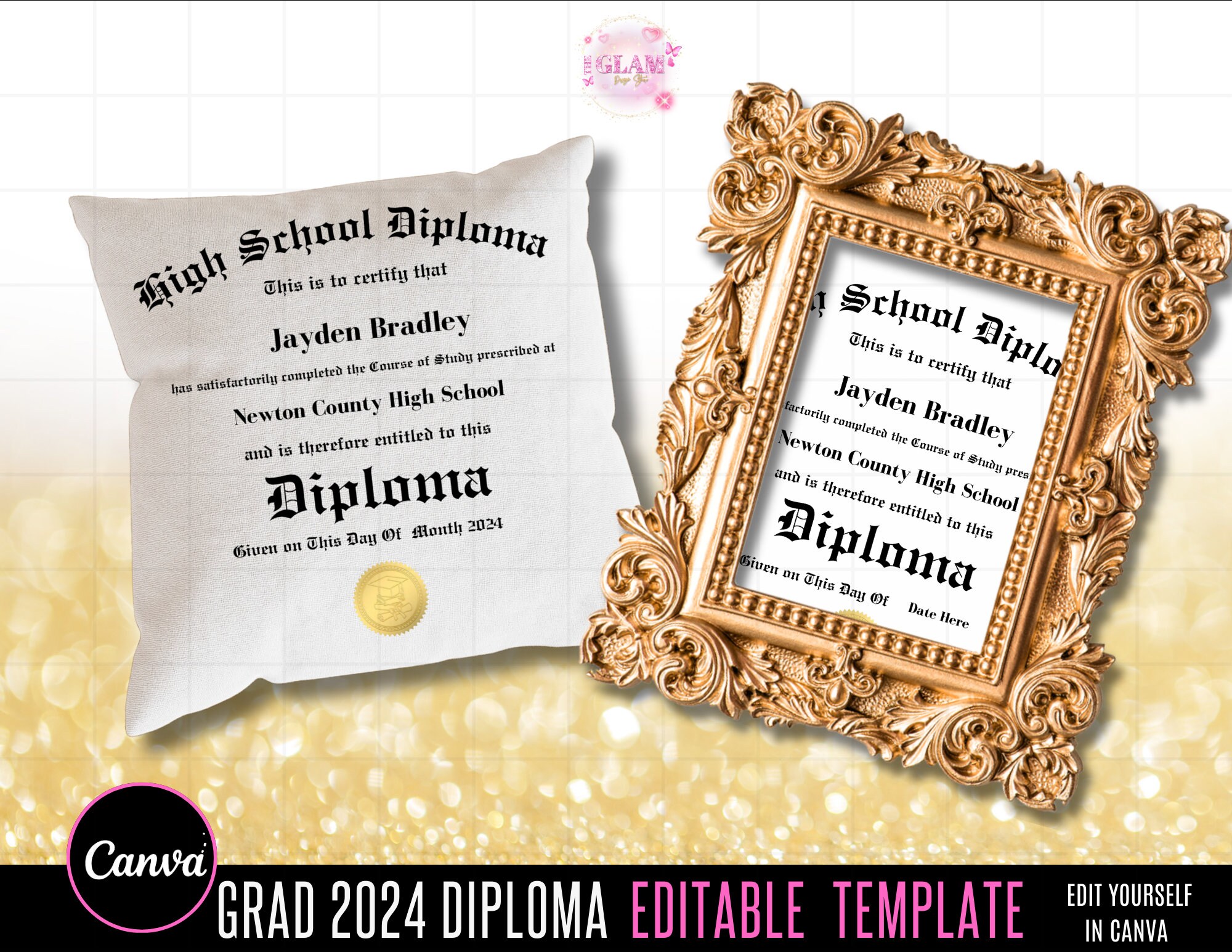 2024 Graduation Editable Diploma Templates Canva Editable, Editable ...