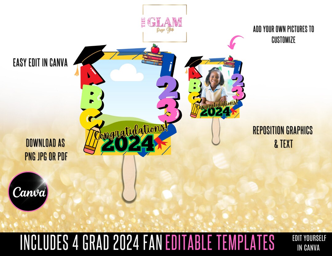 2025 Graduation Kindergarten Editable Fans Templates Canva Editable ...
