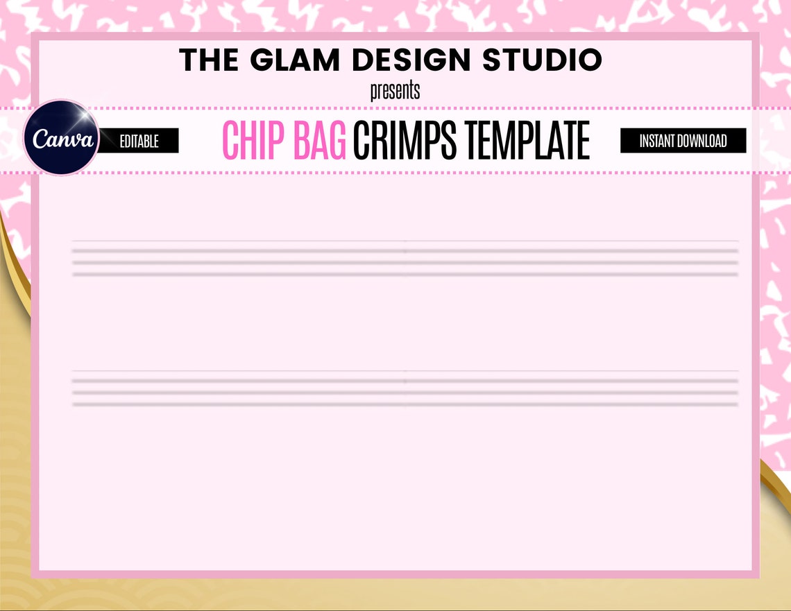 Chip Bag Crimps, Canva Editable Template, Mockup Chip Bag Crimps, Lines ...