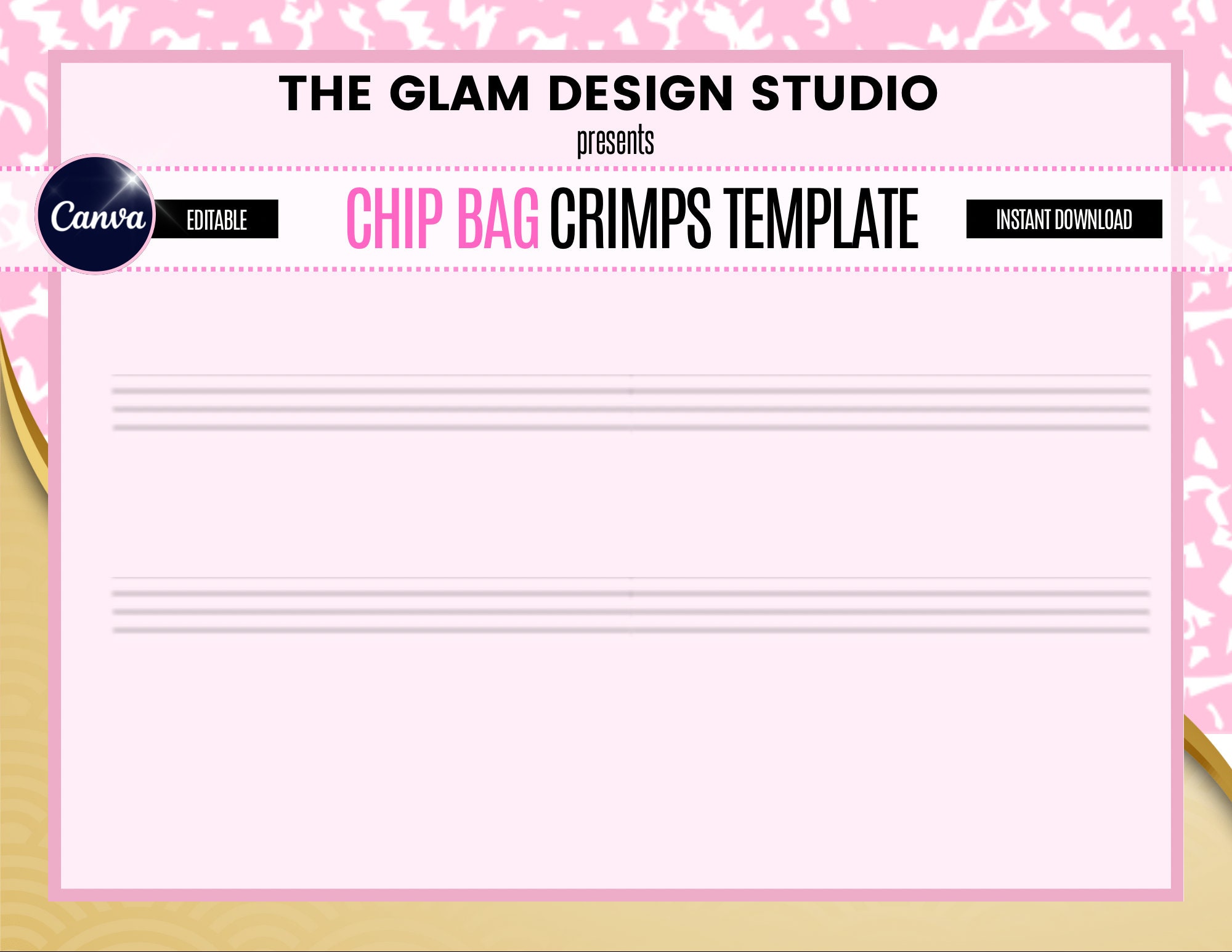 Chip Bag Crimps, Canva Editable Template, Mockup Chip Bag Crimps, Lines ...