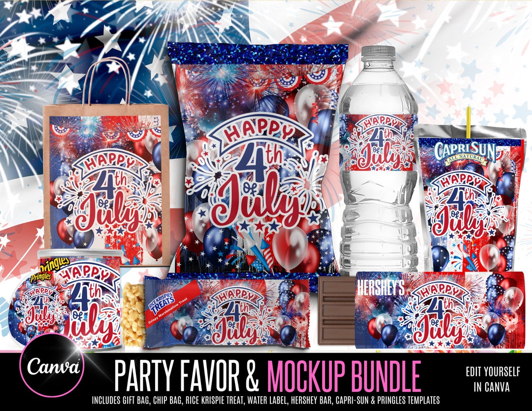 4th of July Party Favor & Mockup Bundle, Party Bundle, PDF, Editable ...