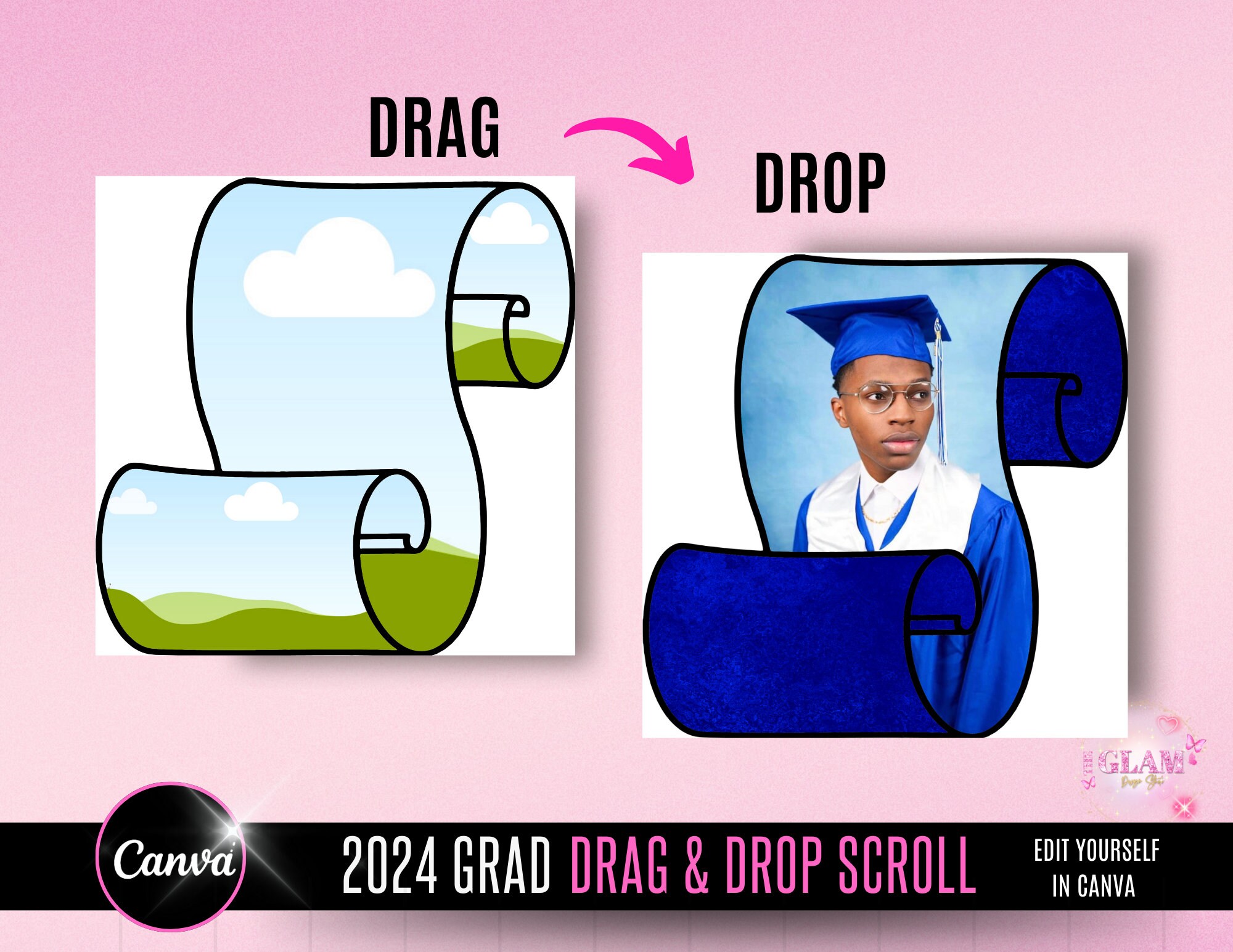2024 Graduation Editable Photo Drop & Drag Scroll Templates Canva ...