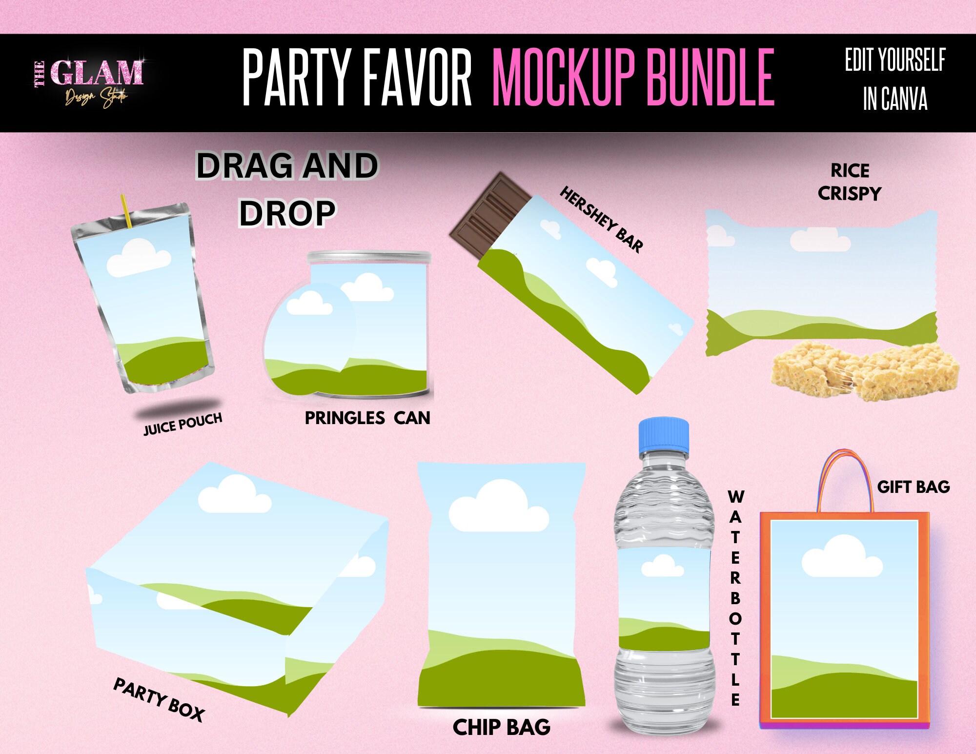 Drag & Drop Editable Party Favor Bundle Templates Canva Editable, Edit ...