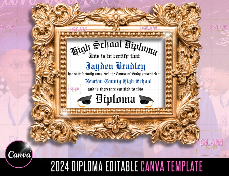 2024 Graduation Editable Diploma Templates Canva Editable, Editable ...