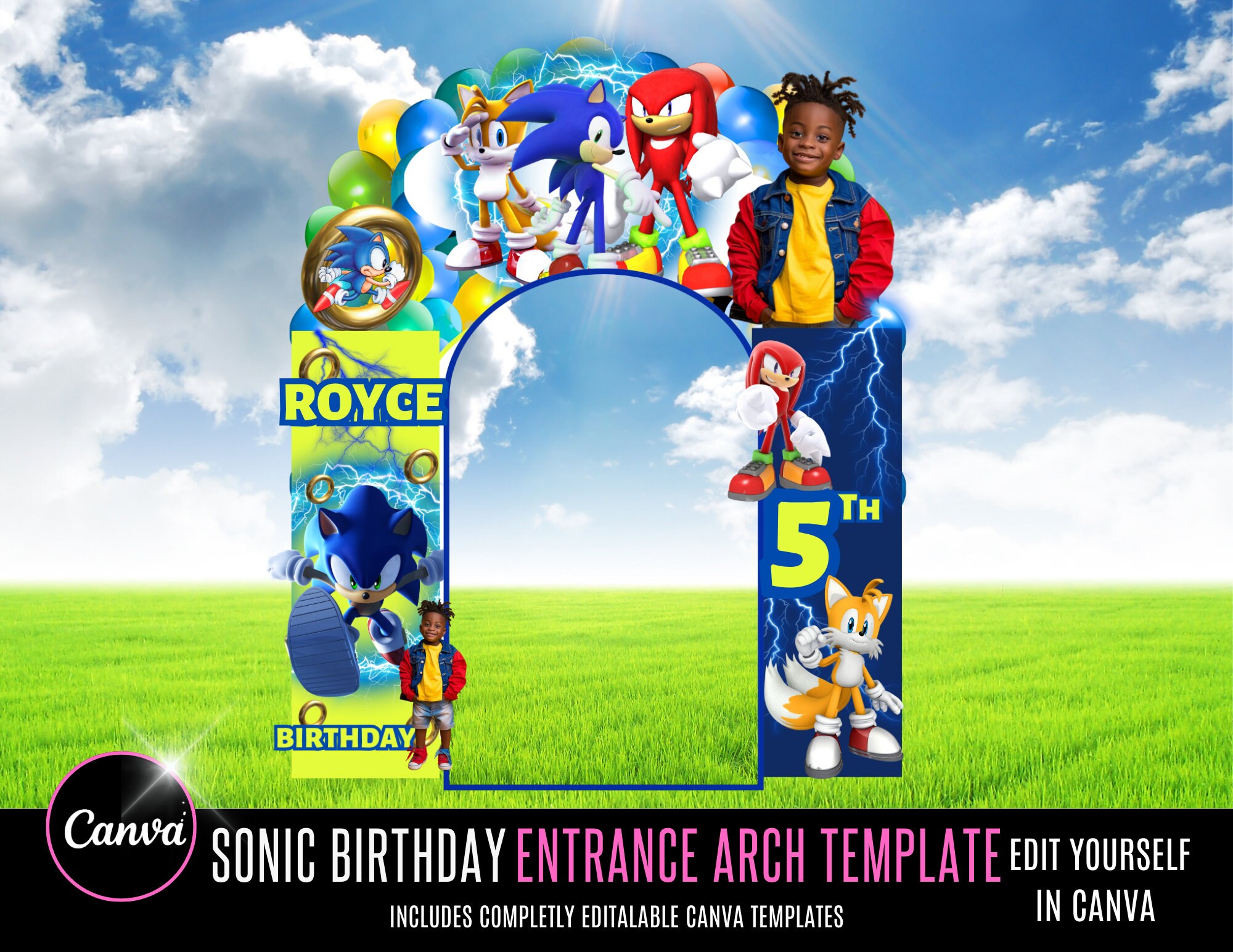 Birthday Party Arch, Soni Character Party Arch, Sonic Arch Birthday ...
