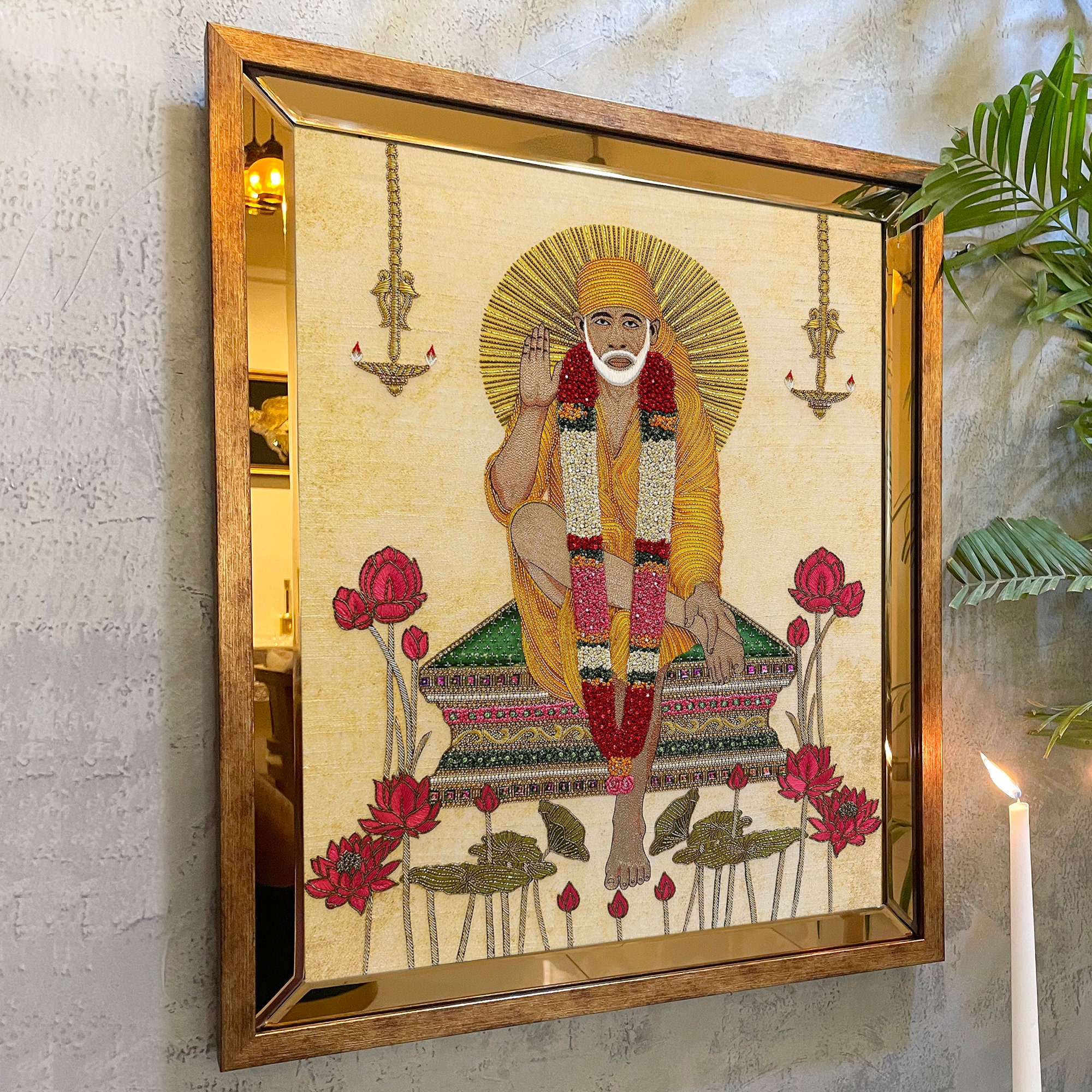 Sri Sai Baba of Shirdi, Om Sai Ram. Handmade Embroidered Bejewelled ...