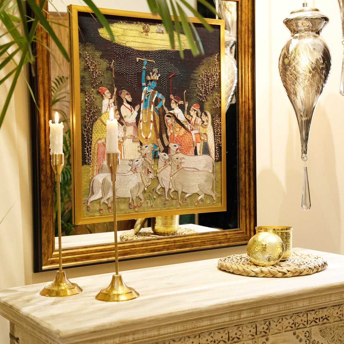 Giridhari Bal Swaroop Shri Krishna Lifting Mount Govardhan - Etsy