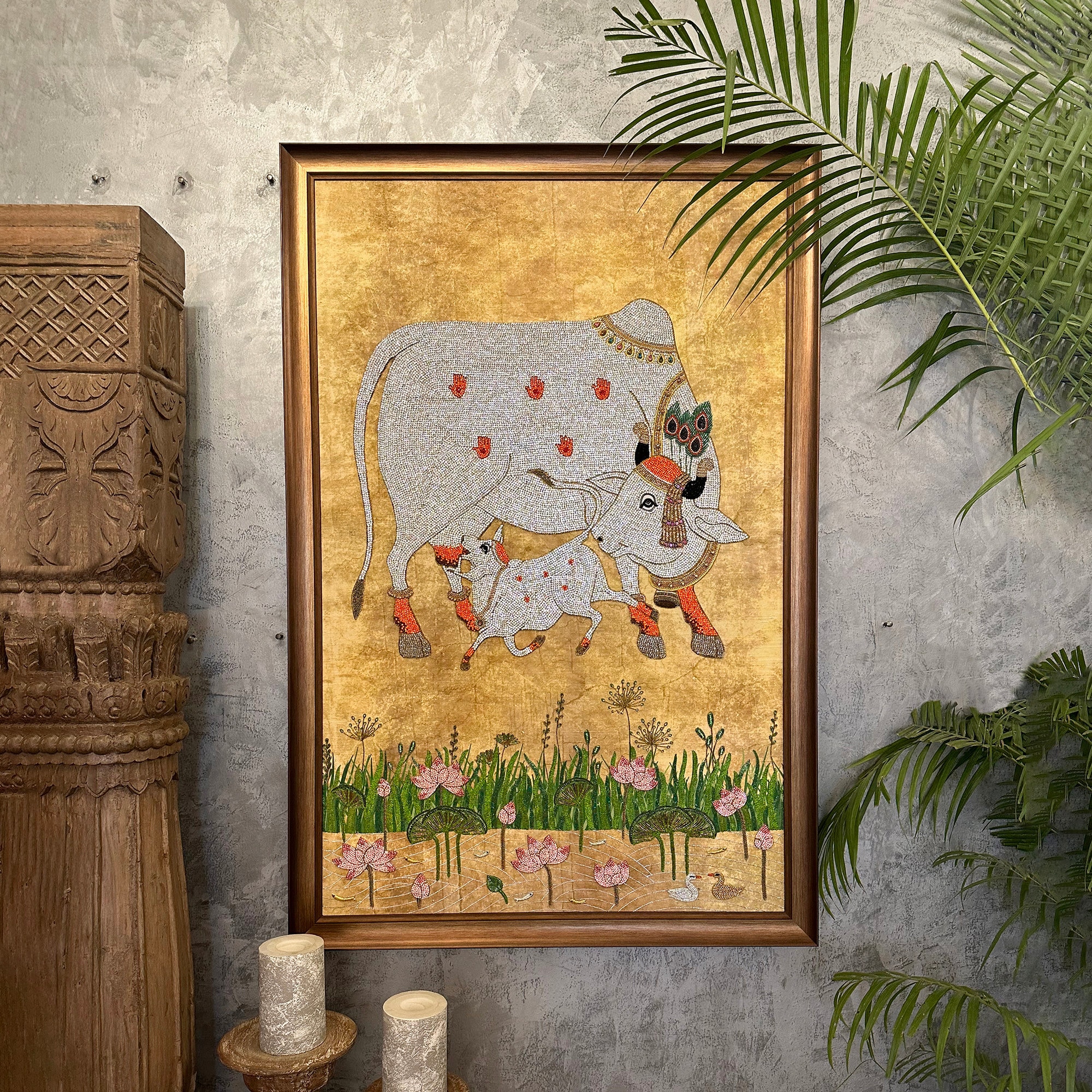 Surabhi Cow & Calf, the Goddess of Abundance. Handmade Bejewelled ...