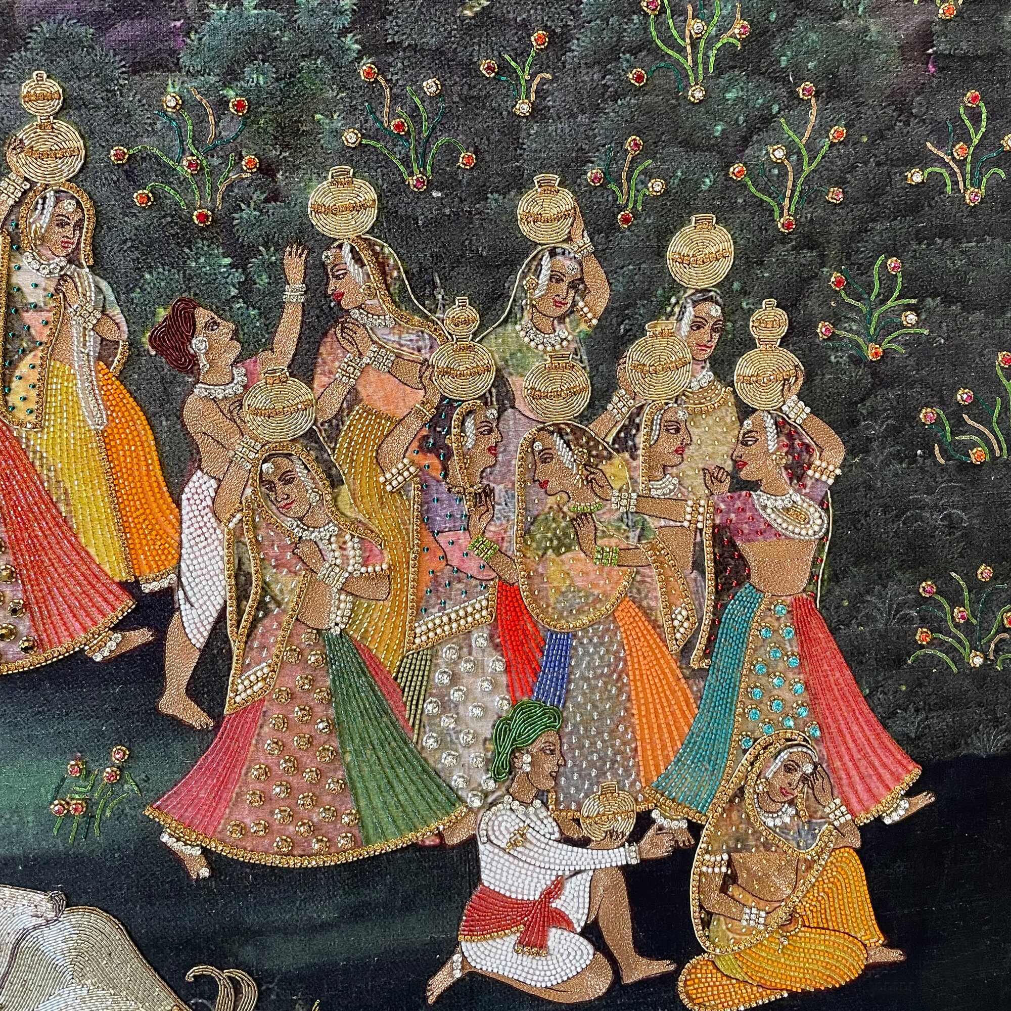 Framed Artwork Depicts the Divine Lord Krishna, Balarama & Their Gopa ...