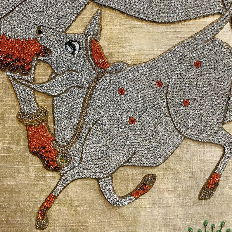 Surabhi Cow & Calf, the Hindu Goddess of Abundance. Handmade Bejewelled ...