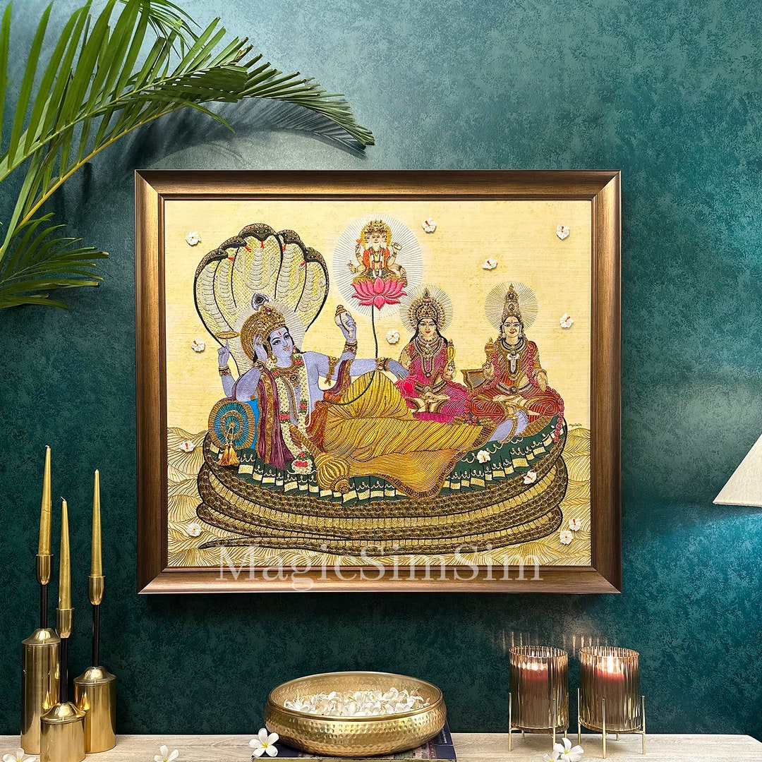 Ananthasayanam – Lord Vishnu With Goddess Sridevi Bhudevi & Lord Brahma ...
