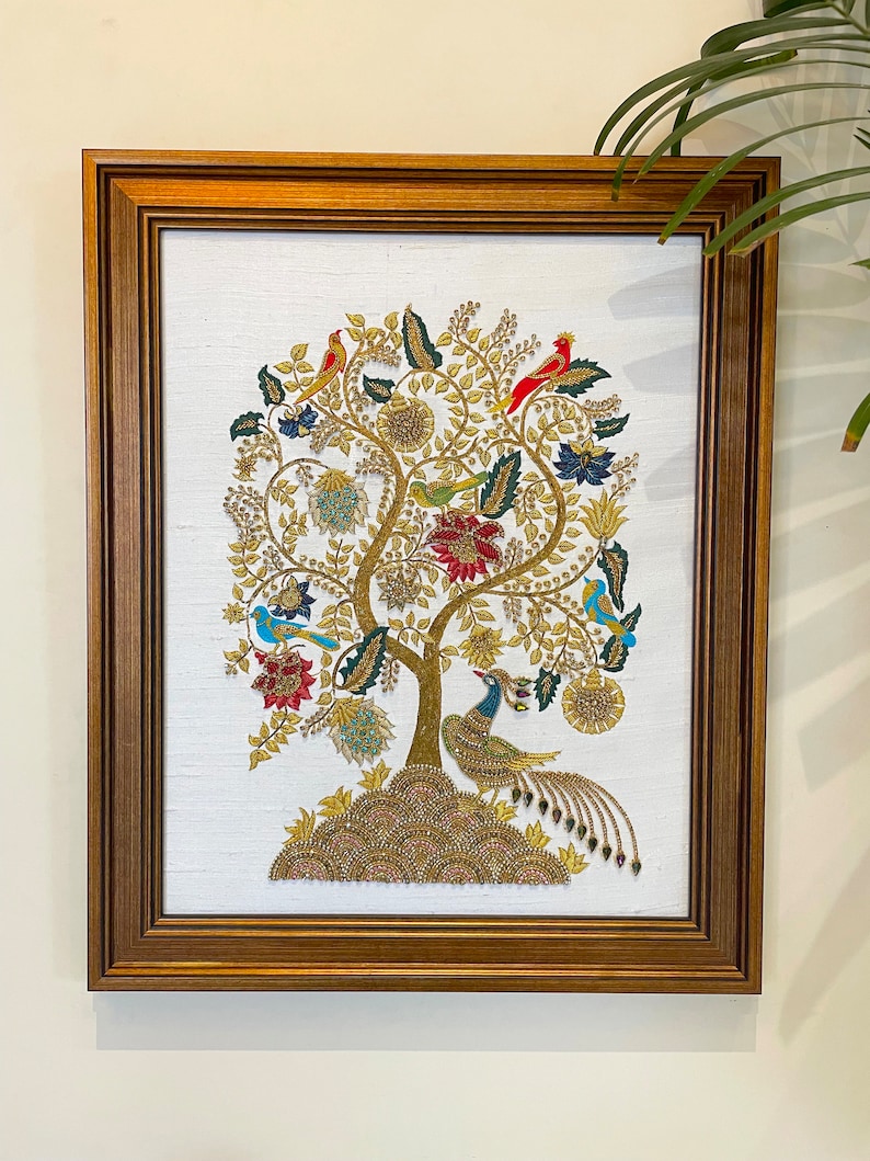 India Wall Art of Kalpataru Tree of Life Embroidery & - Etsy