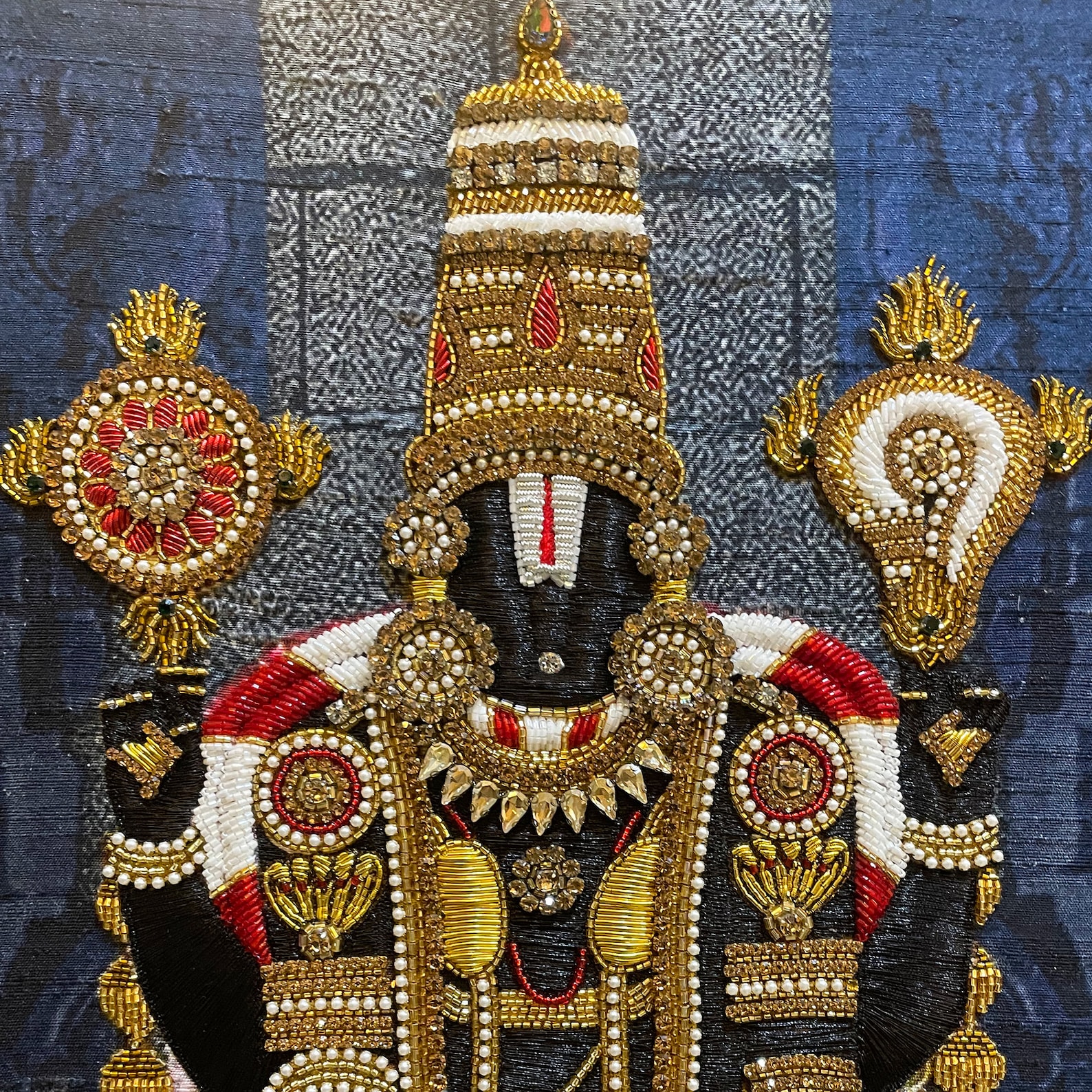 Lord Tirupati Balaji Bejewelled Handmade Embroidered Artwork - Etsy