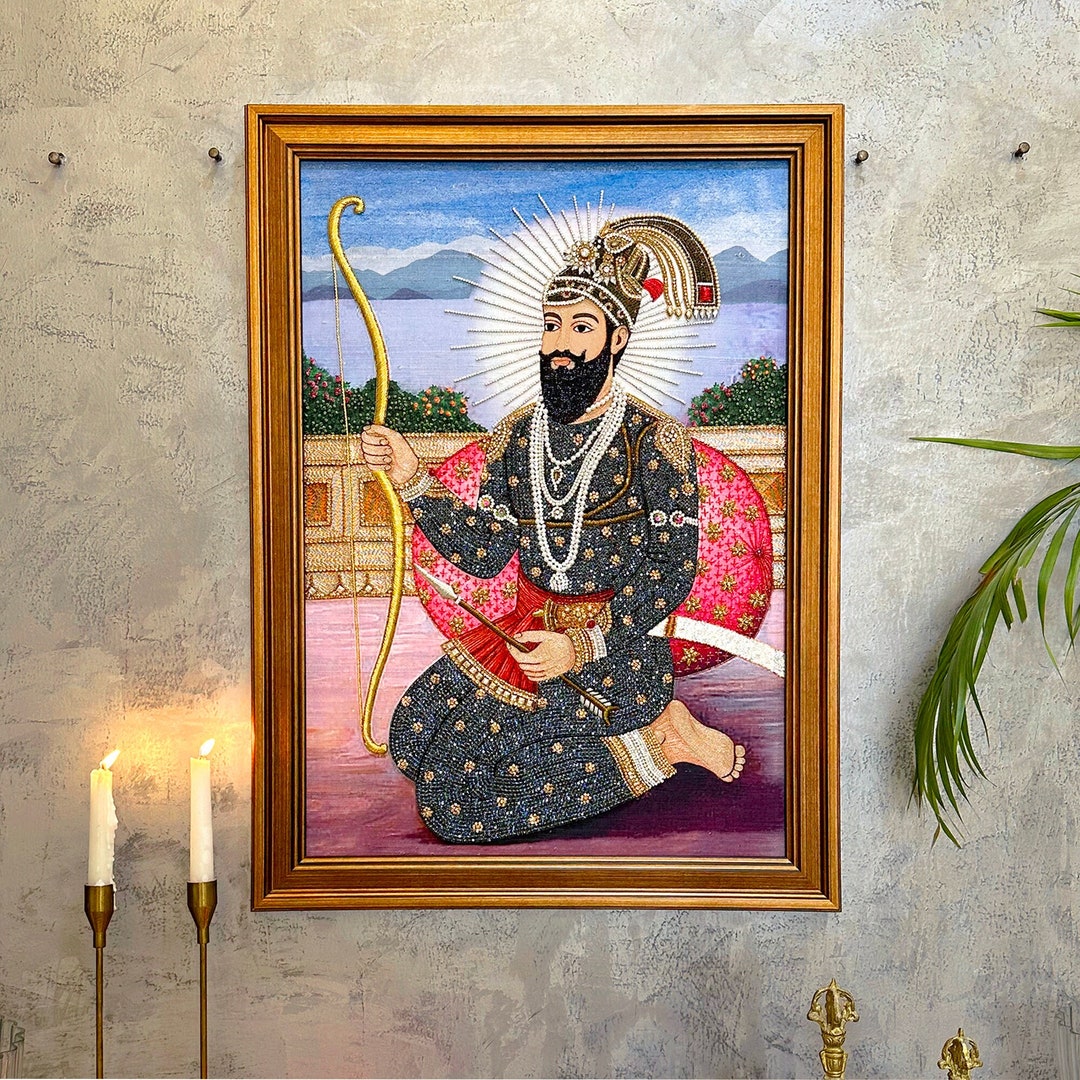 Guru Gobind Singh Ji Tenth Sikh Guru. Handmade Bejewelled Embroidered ...