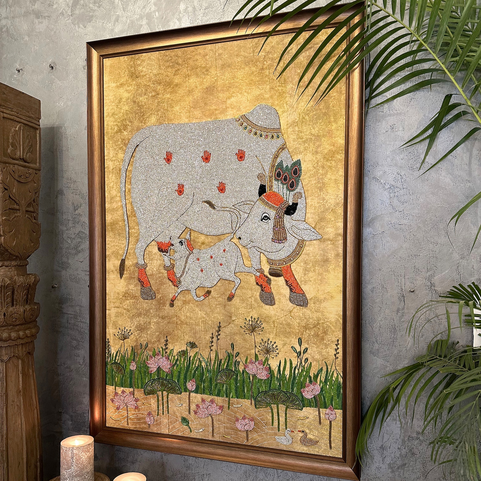 Surabhi Cow & Calf, the Goddess of Abundance. Handmade Bejewelled ...