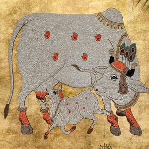 Surabhi Cow & Calf, the Goddess of Abundance. Handmade Bejewelled ...