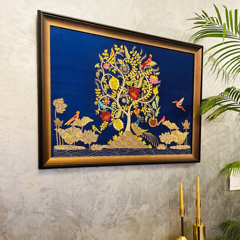 Original Handmade tree of Life Artwork on Raw Silk Fabric - Etsy