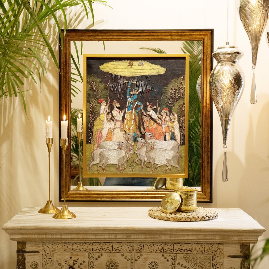 Giridhari Bal Swaroop Shri Krishna Lifting Mount Govardhan - Etsy