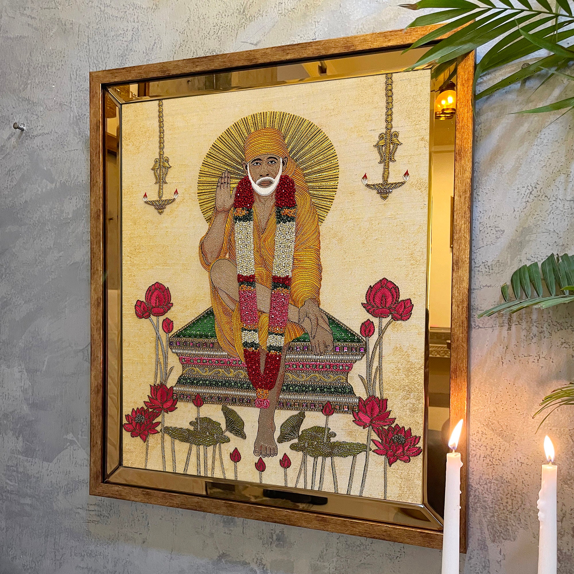 Sri Sai Baba of Shirdi, Om Sai Ram. Handmade Embroidered Bejewelled ...