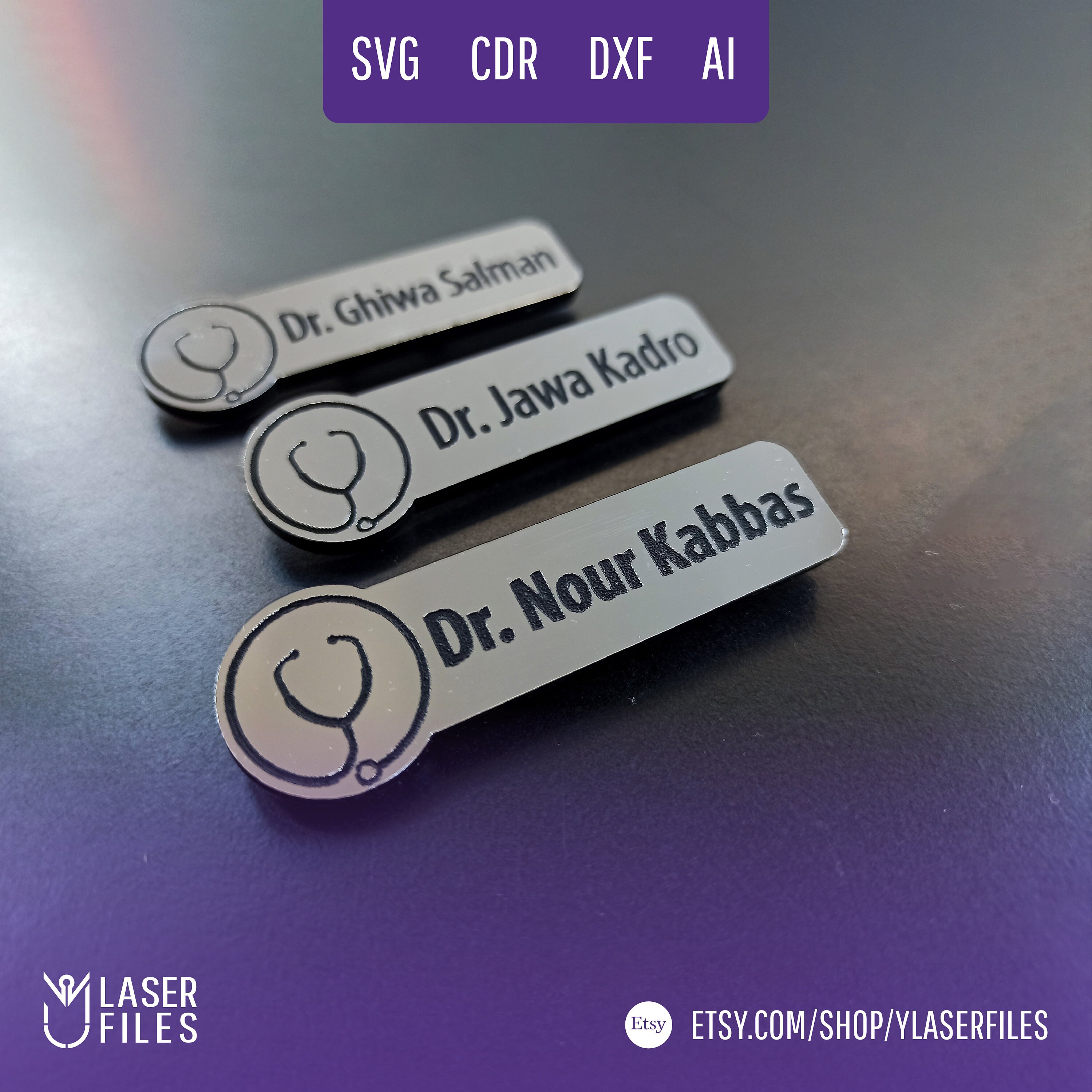 16 Name Tag Pins / Labels / Badges Collection SVG DXF Cdr Ai Laser ...