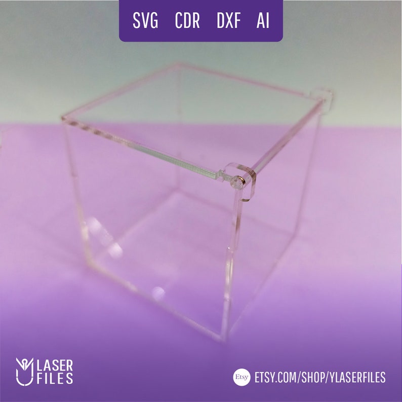 Box With Integrated Hinge Lid 2 Sizes Clear Acrylic SVG - Etsy