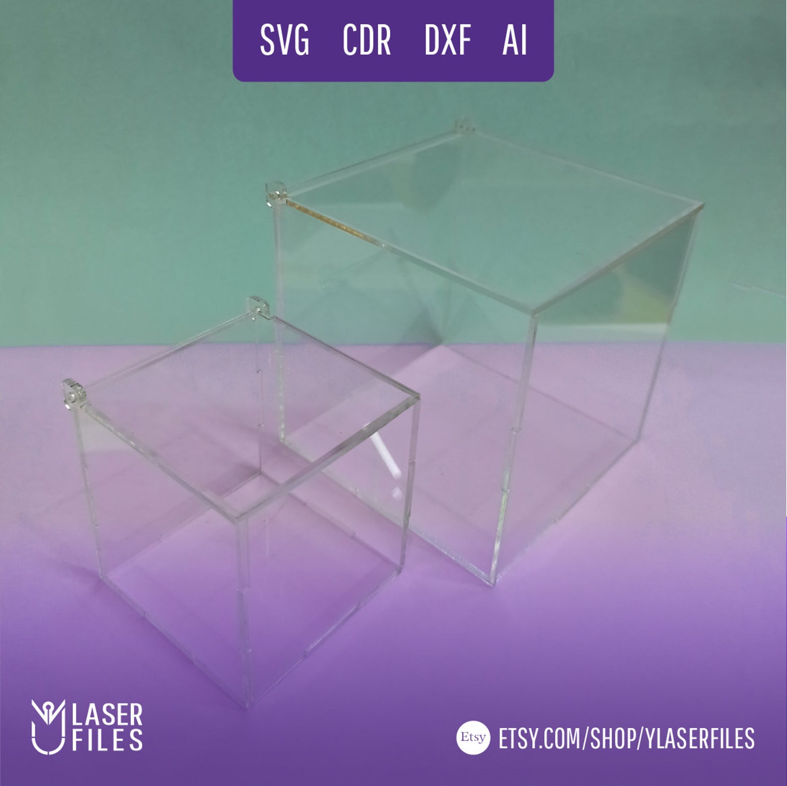 Box With Integrated Hinge Lid 2 Sizes Clear Acrylic SVG - Etsy