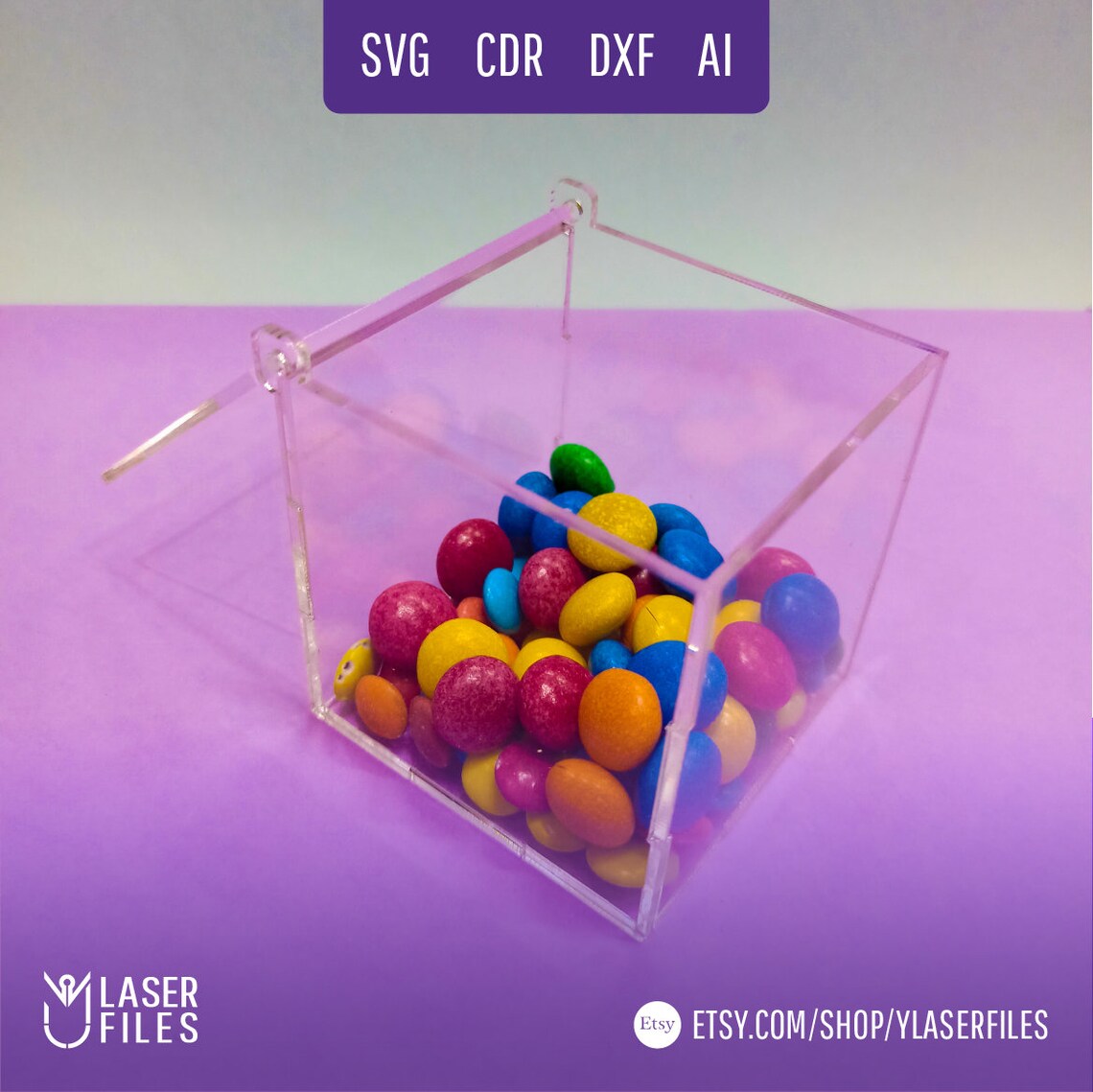 Box With Integrated Hinge Lid 2 Sizes Clear Acrylic SVG - Etsy