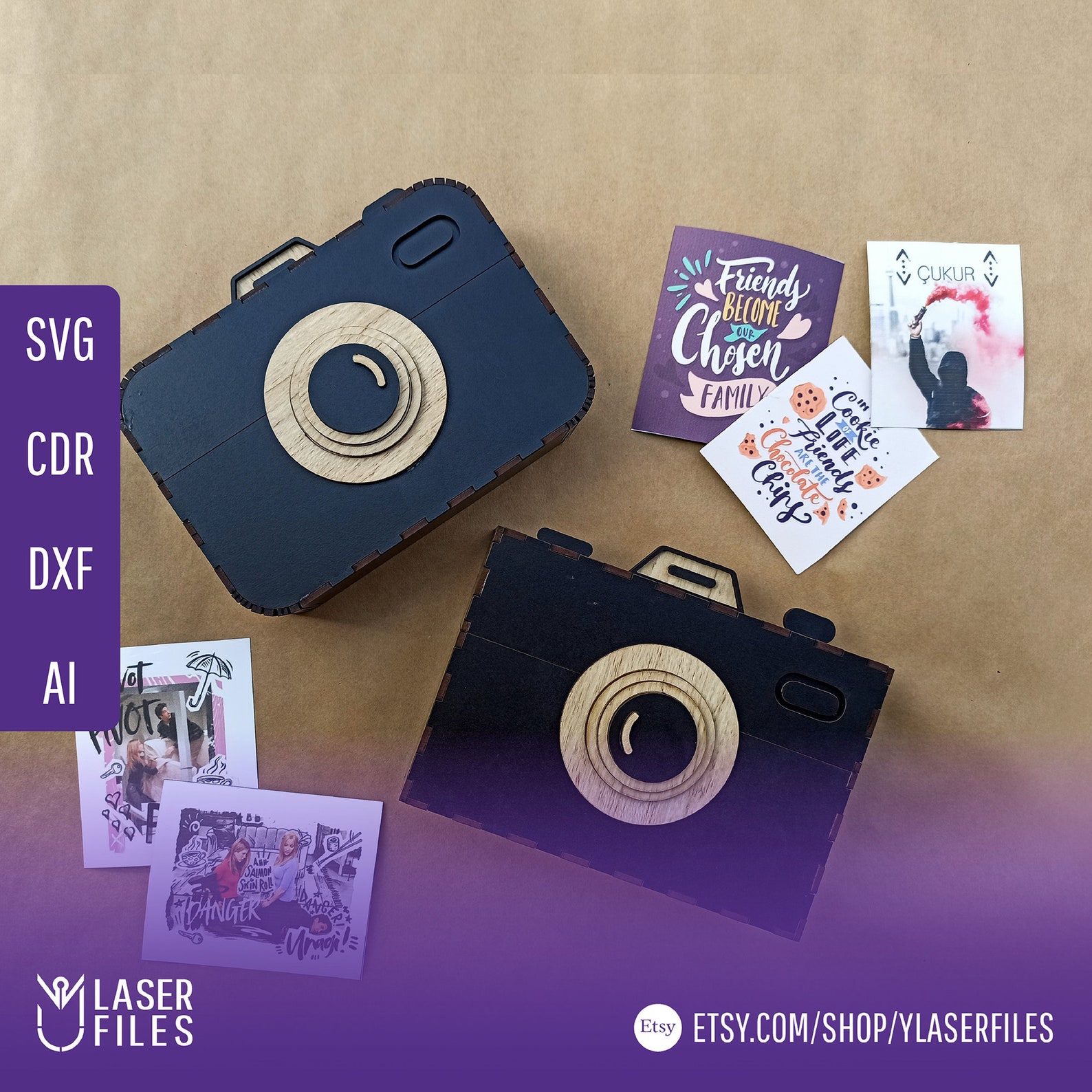 Camera-shaped Box Laser Cutting File dxf Ai Cdr Svg - Etsy