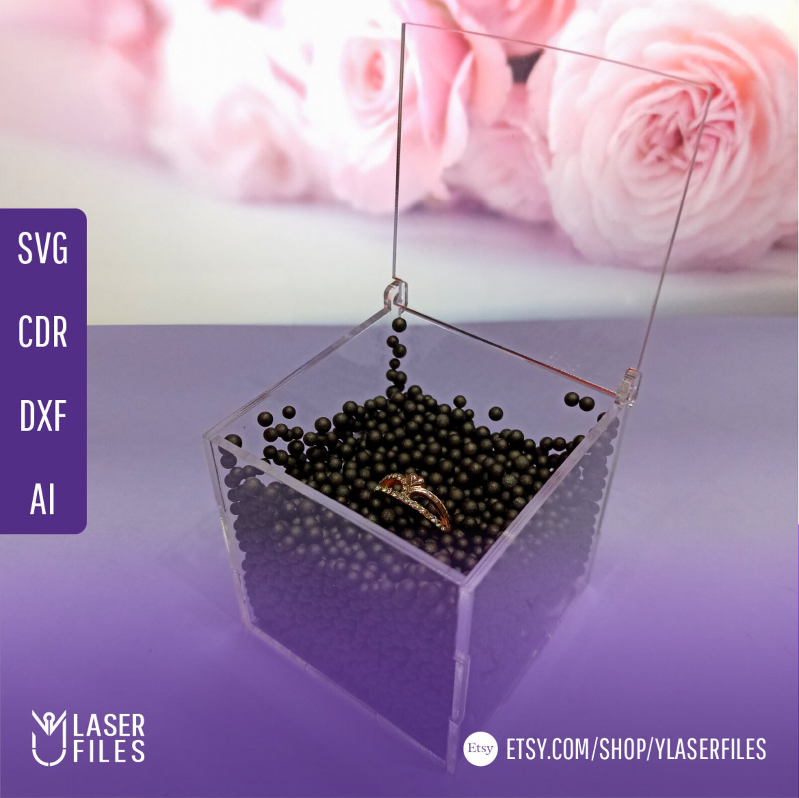 Box With Integrated Hinge Lid 2 Sizes Clear Acrylic SVG - Etsy