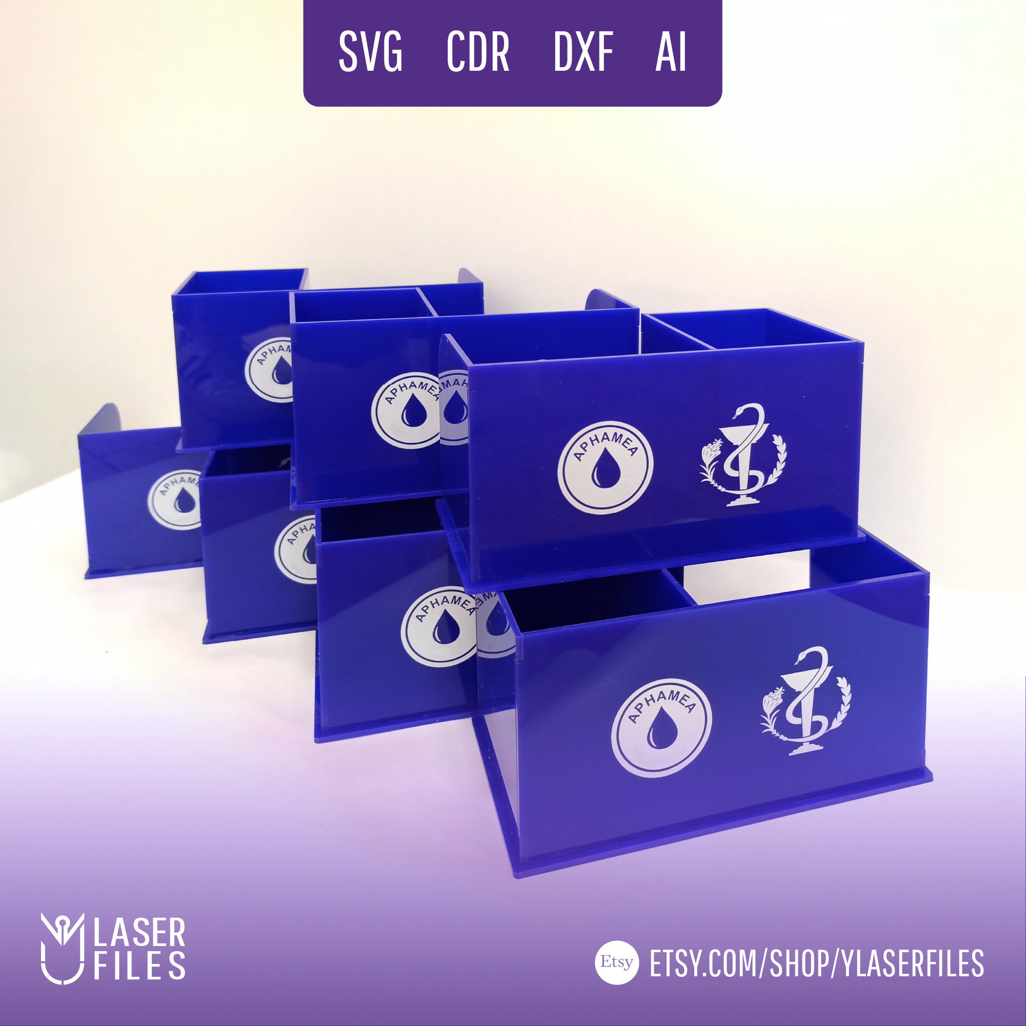 Desk Organizer Wood / Acrylic SVG Dxf Ai Cdr Laser Cutting File 1/16 1/ ...