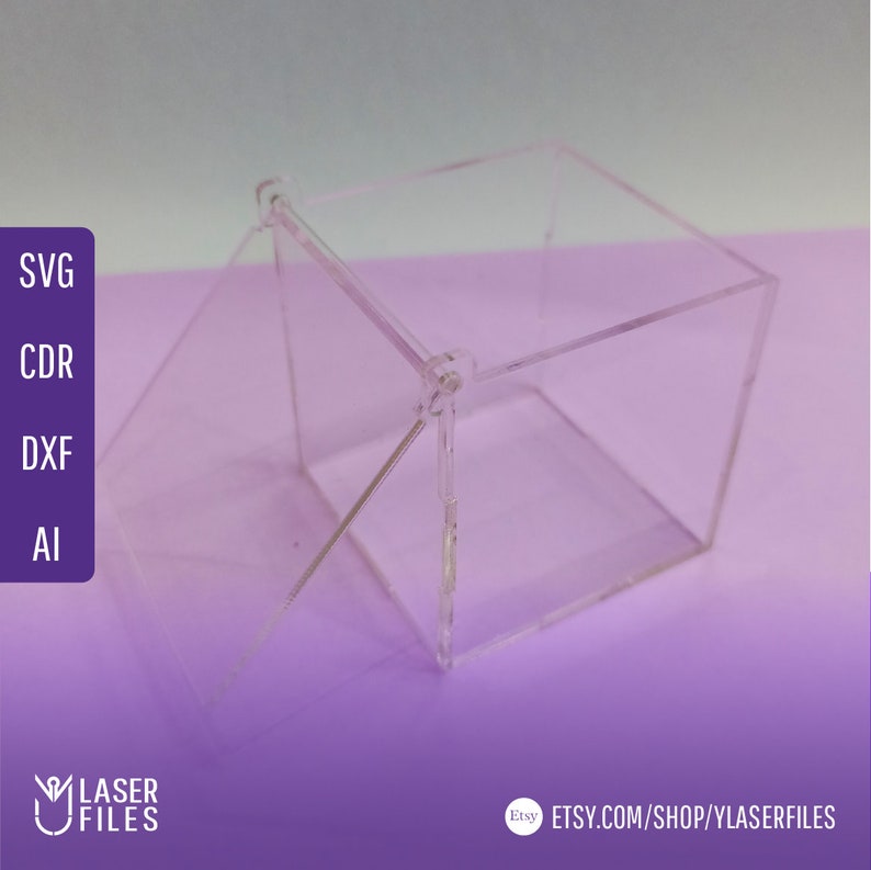 Box With Integrated Hinge Lid 2 Sizes Clear Acrylic SVG Dxf Ai Cdr ...